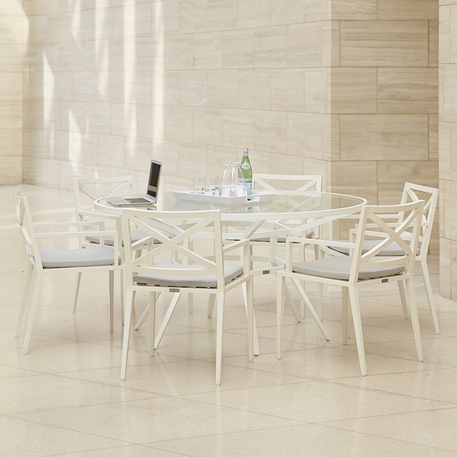 SLANT CLEAR GLASS TOP DINING TABLE ROUND 153 - JANUS et Cie