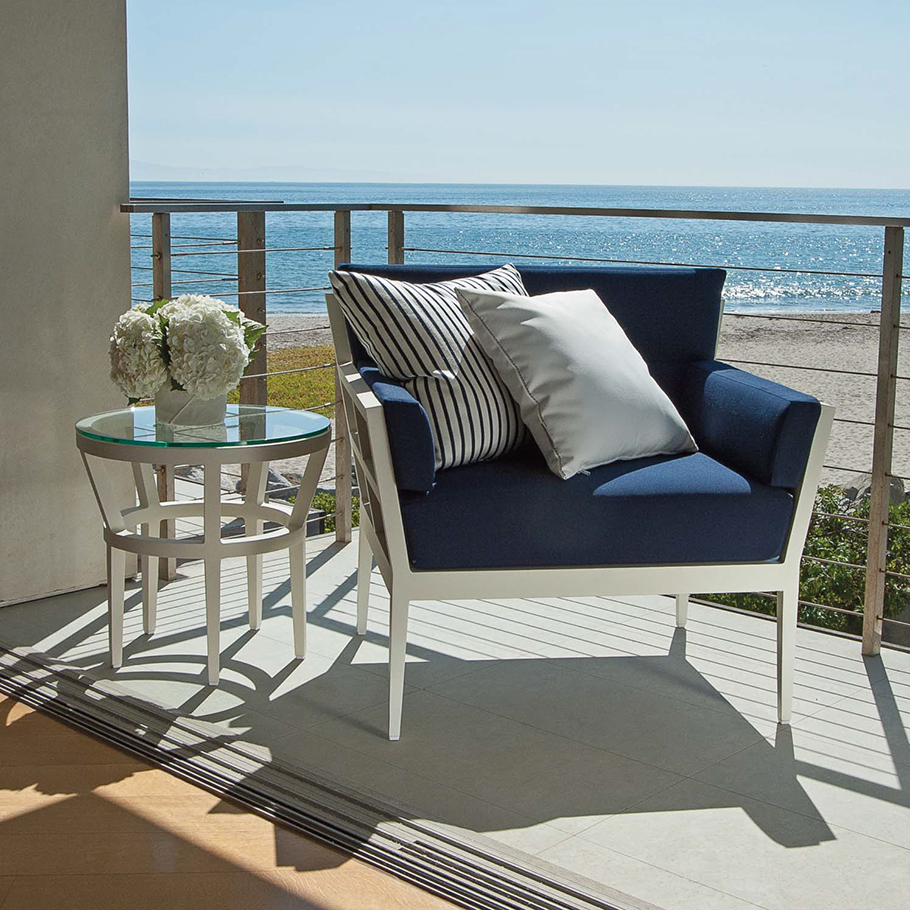 SLANT GLASS TOP SIDE TABLE ROUND 51 - JANUS et Cie